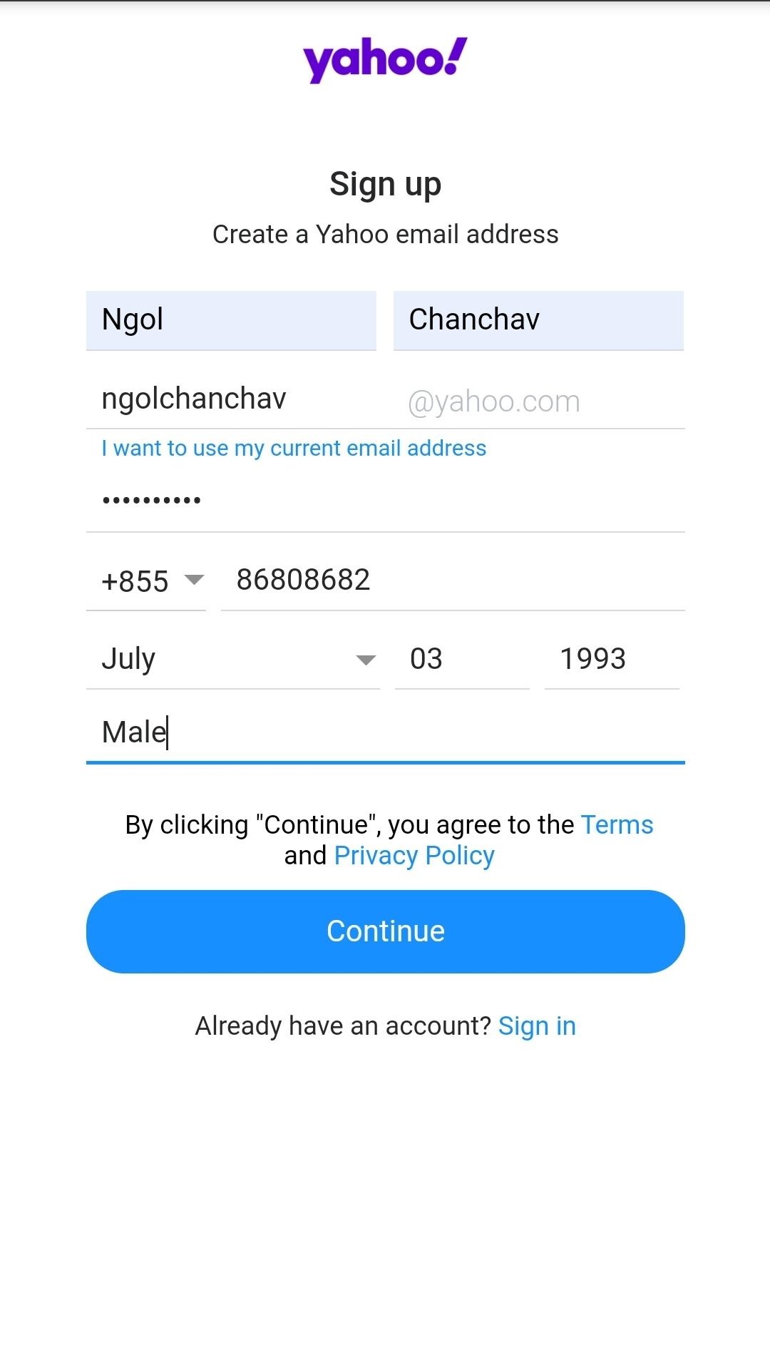 បង្កើតអាខោន Yahoo! បានយ៉ាងងាយ ដោយចំណាយពេលត្រឹមតែ ៥នាទីតាមរយៈទូរស័ព្ទដៃ - TNAOT